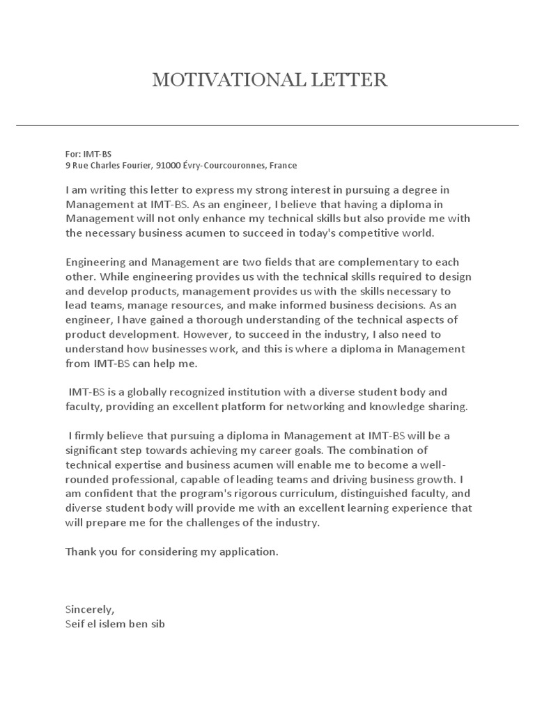 Motivational Letter | PDF