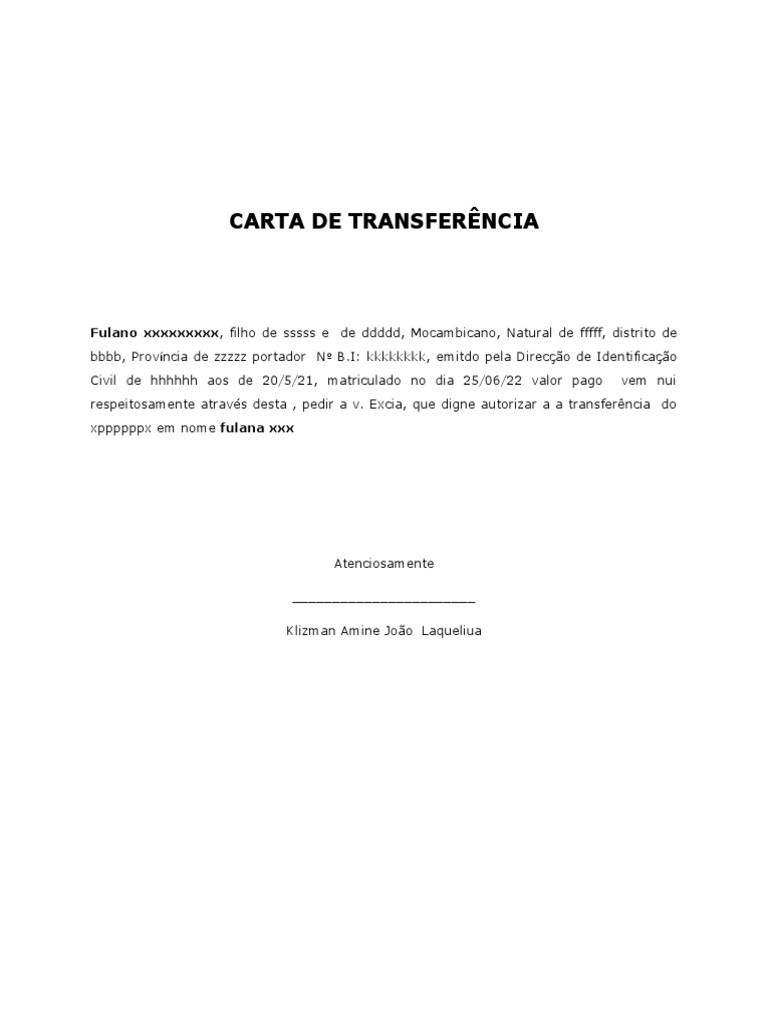 Carta de Transferência | PDF