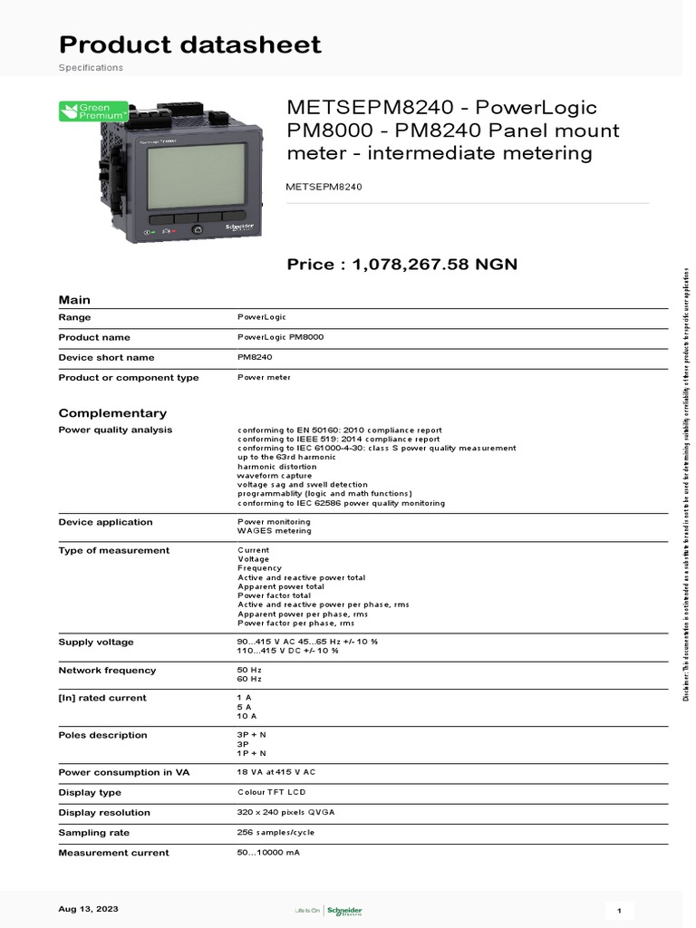 PowerLogic PM8000 Series - METSEPM8240 | PDF | Ac Power | File Transfer ...
