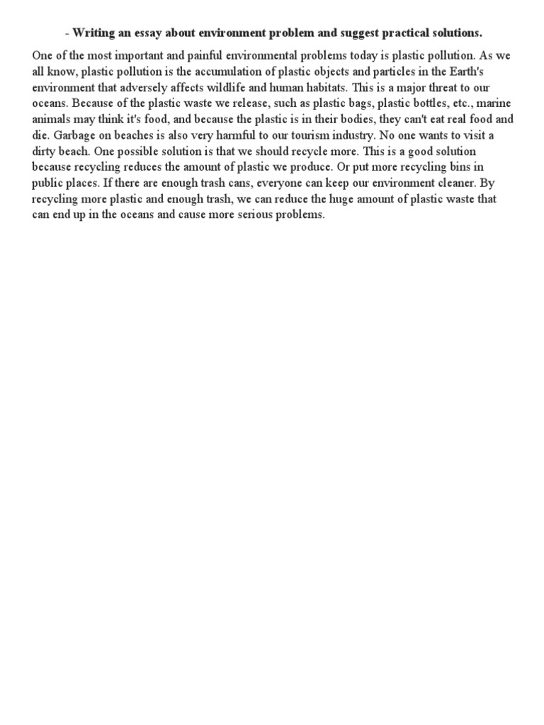 Solutions to Plastic Pollution Issues | PDF