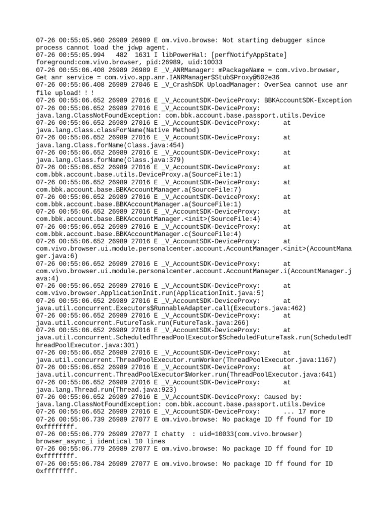 Vivo Browser Error Log Analysis | PDF | Computers | Technology & Engineering