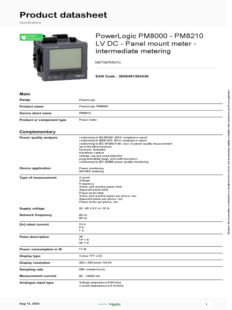 PowerLogic PM8000 series_METSEPM8210 | PDF