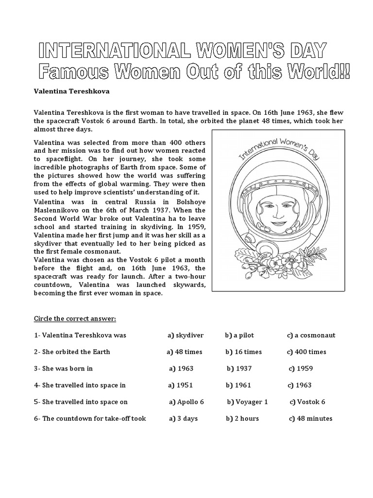 Space Women Reading Comprehension Exercises | PDF | Nasa Programs | Science