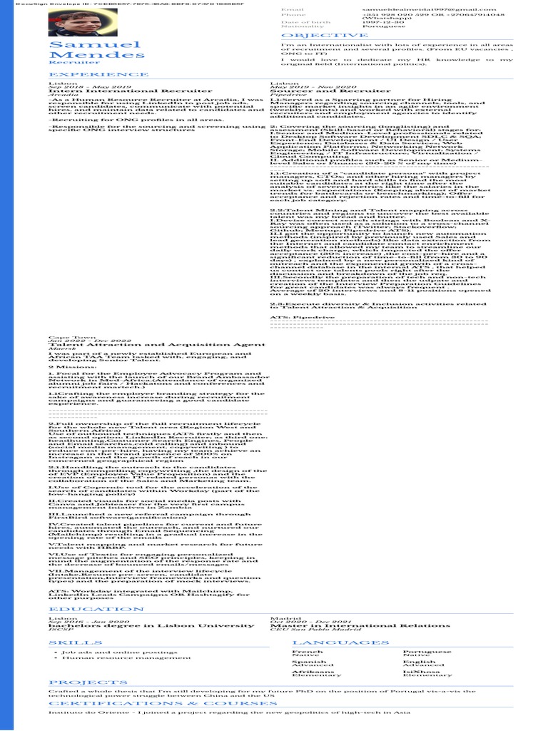 Complete With Docusign Cvsamuelalmeida | PDF | Recruitment | Linked In
