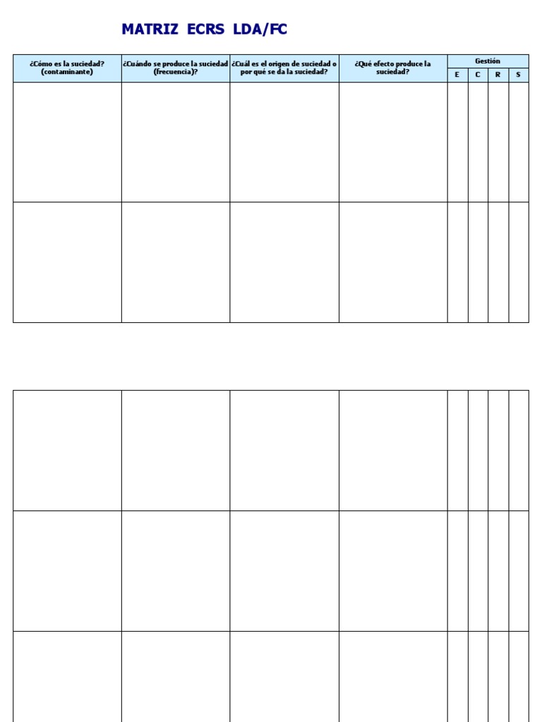 FORMATO MATRIZ ECRS FC y LDA | PDF | Economias | Entorno natural