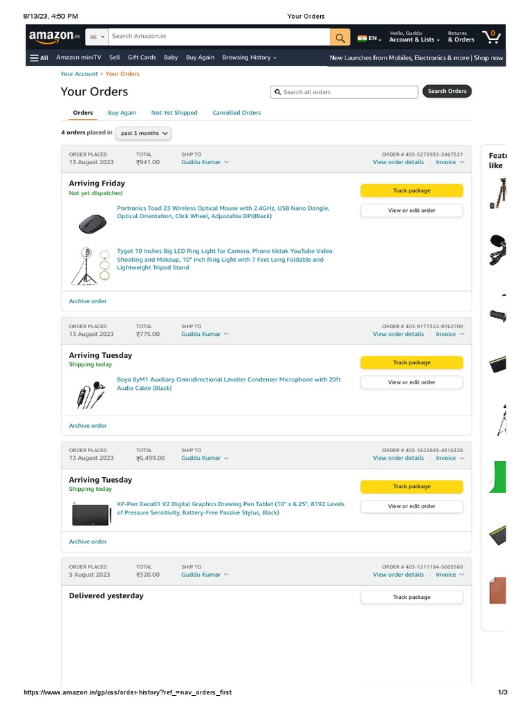 Your Orders | Download Free PDF | Computing | Consumer Electronics