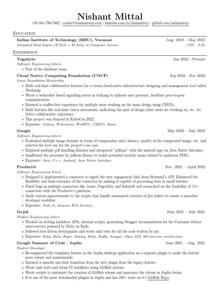 Nishant Mittal: Education | PDF | Software | Computing