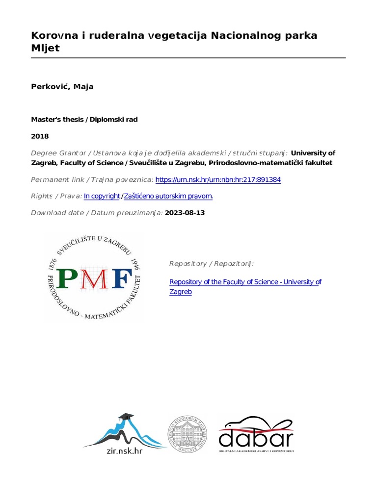Perkovic Maja PMF 2018 Diplo Sveuca | PDF