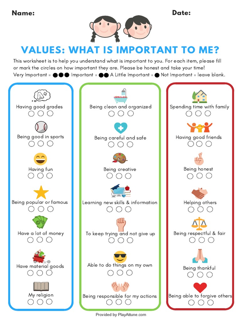 Personal Values Worksheet | PDF