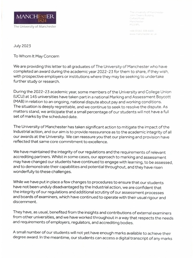UoM Letter | PDF