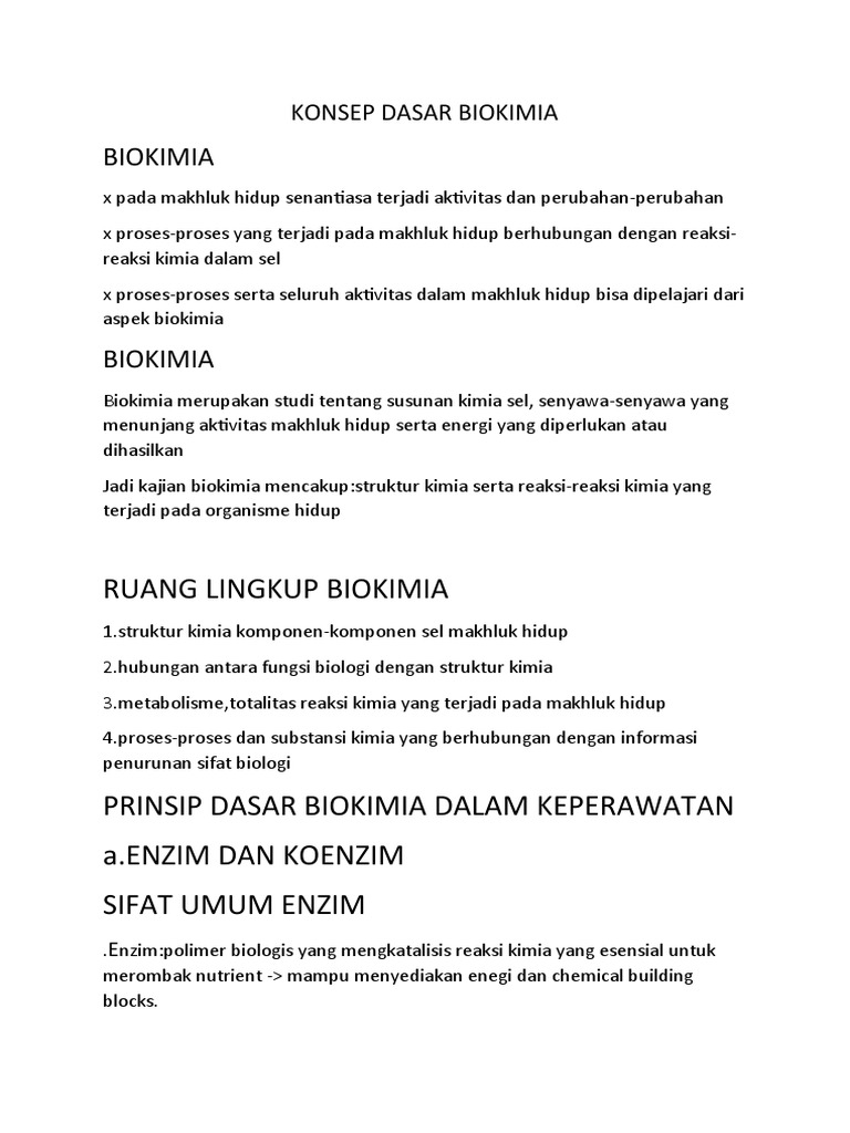 Konsep Dasar Biokimia | PDF