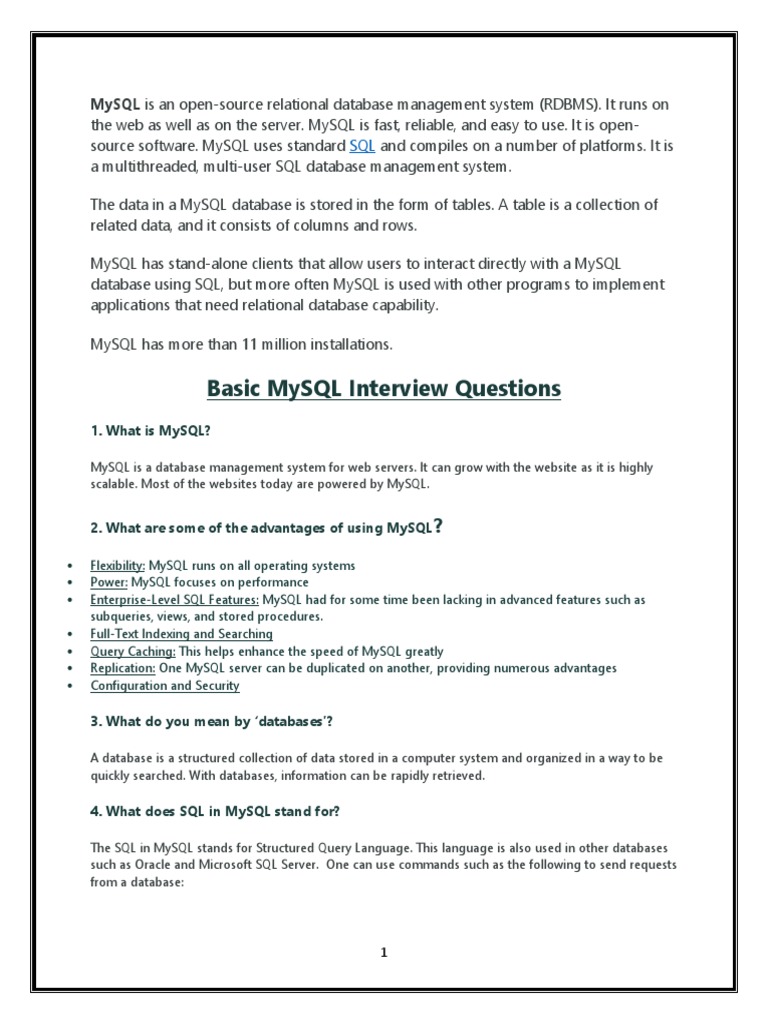 MySQL Interview Q - A | PDF