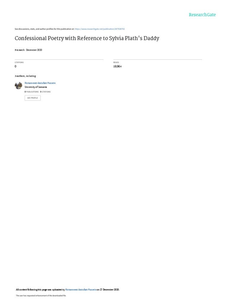 Confessional Poetry With Reference To Sylvia Plath S Daddy | PDF ...