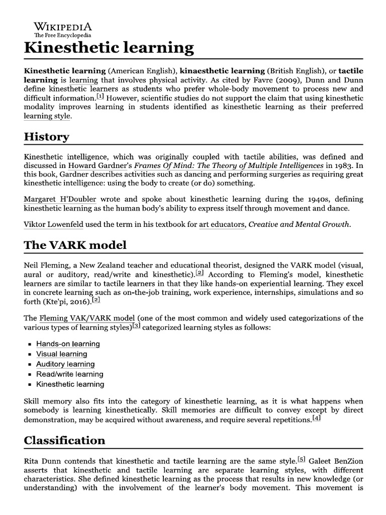 Kinesthetic Learning | PDF