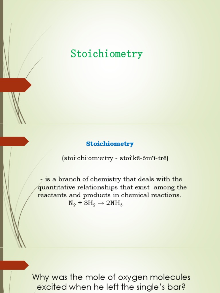 Stoichiometry | PDF | Mole (Unit) | Molecules