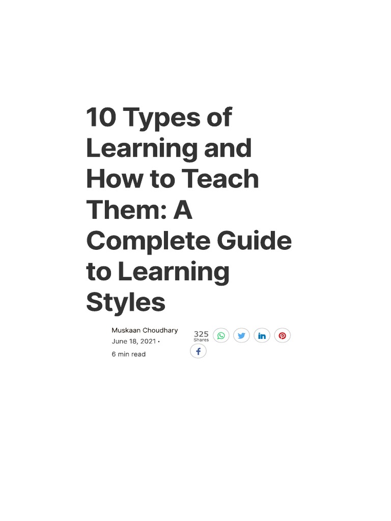 10 Types of Learning and How To Teach Them | PDF