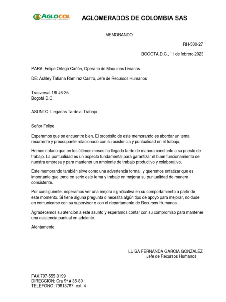 Memorando Llegada Tarde | PDF