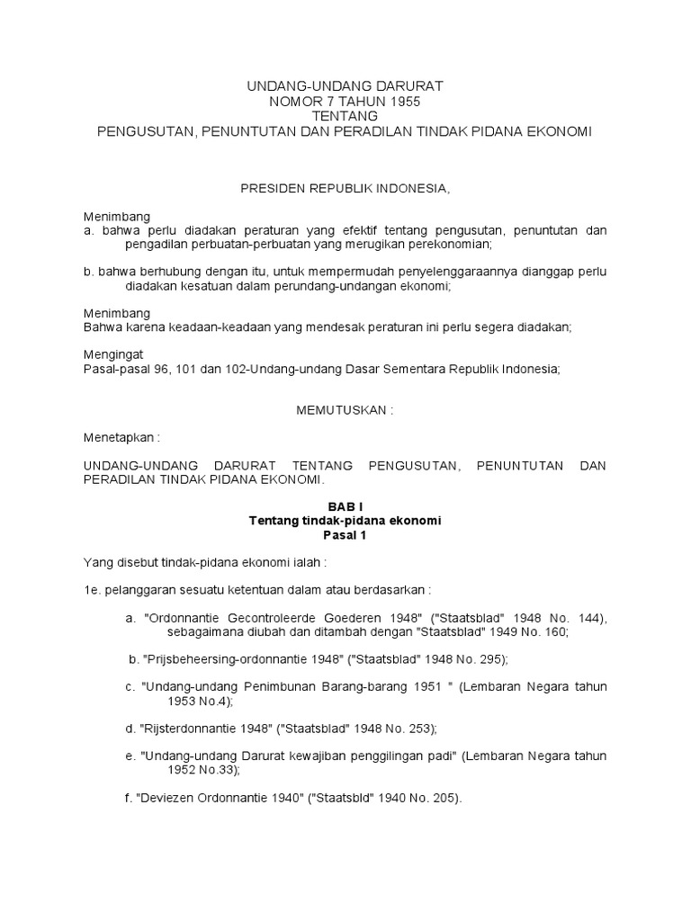 UU No 7 DRT 1955 | PDF