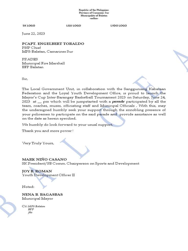 Letter Mayors Cup | PDF