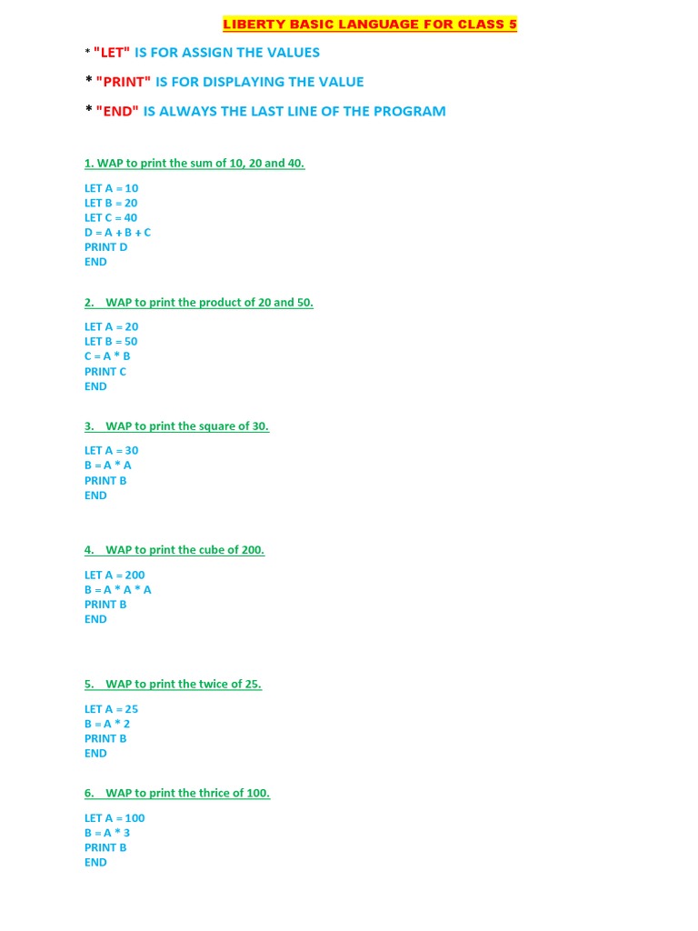 Liberty Basic Language Using Let | PDF