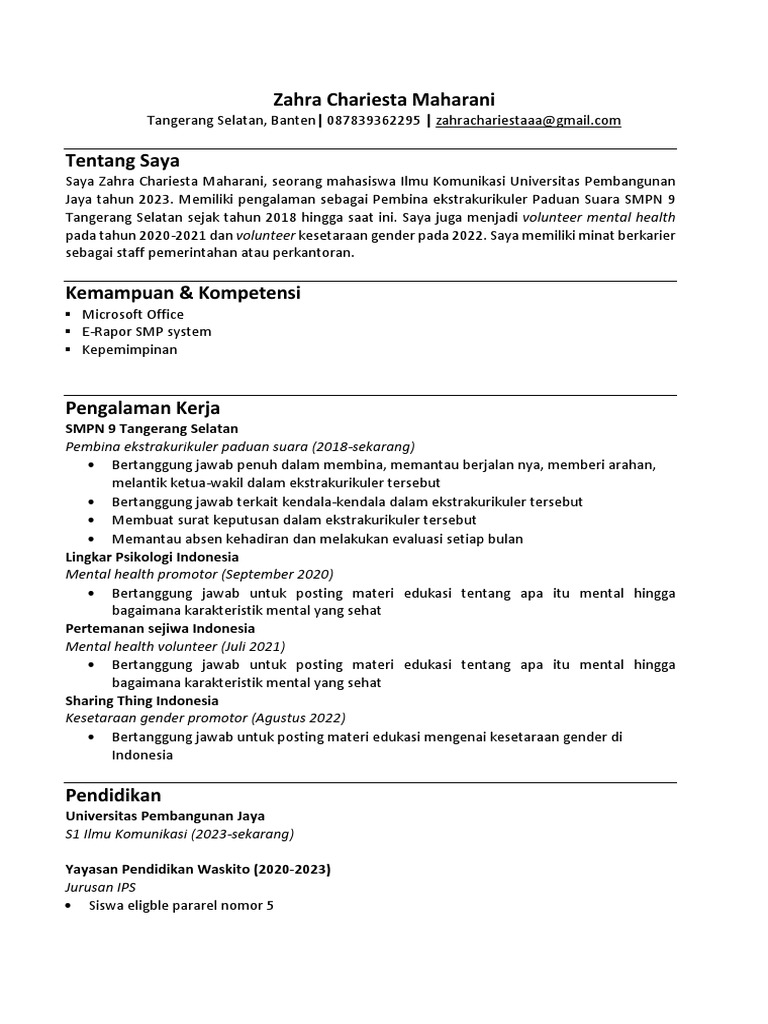 CV Ats | PDF | Pengembangan Diri
