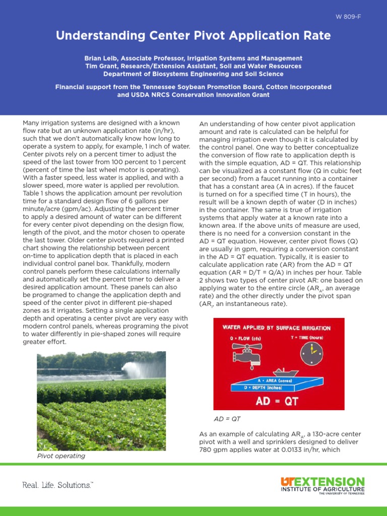 Understanding Center Pivot Application Rate | PDF
