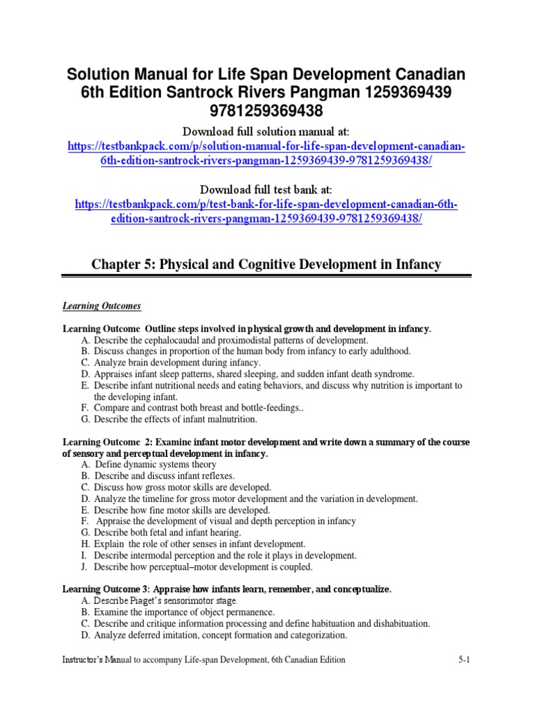 Life Span Development Canadian 6th Edition Santrock Solutions Manual 1 ...