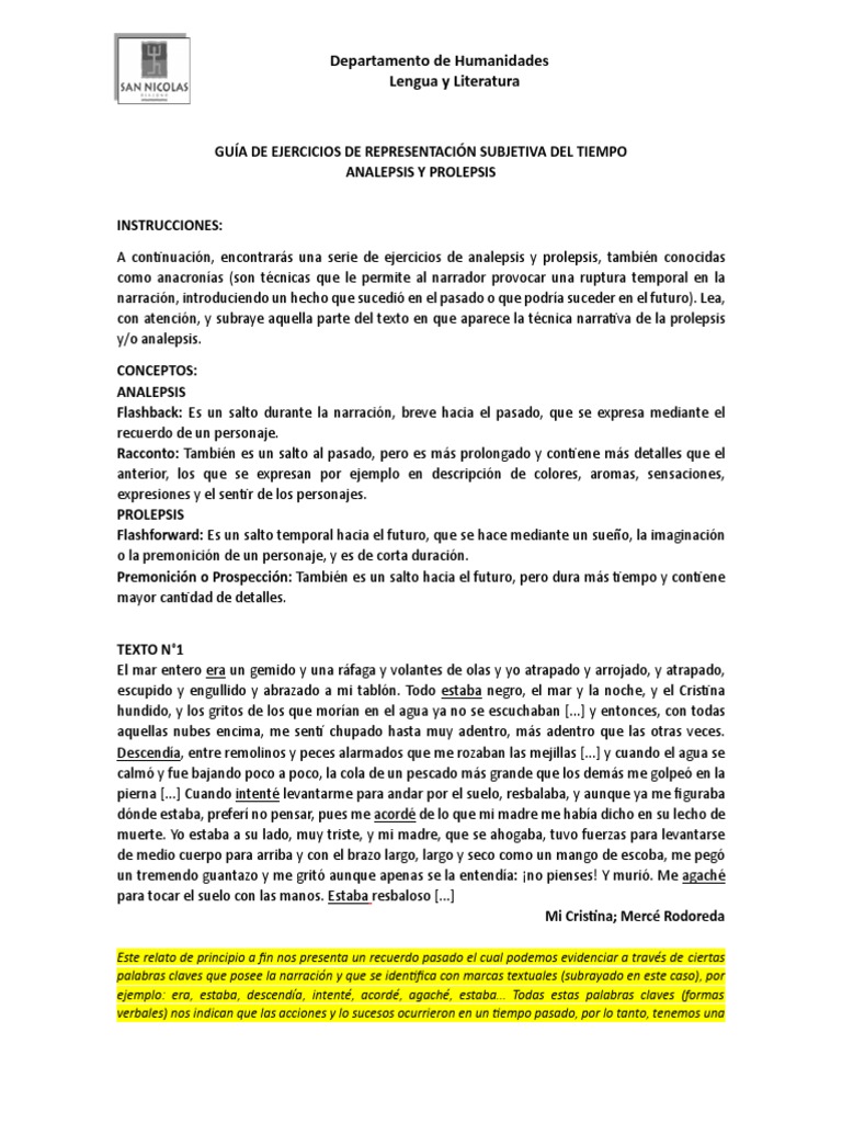 CLAVES GUÍA ANALEPSIS y PROLEPSIS | PDF | Poesía