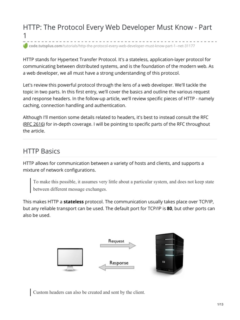 HTTP The Protocol Every Web Developer Must Know - Part 1 | PDF HTTP The Protocol Every Web Developer Must Know - Part 1 | PDF