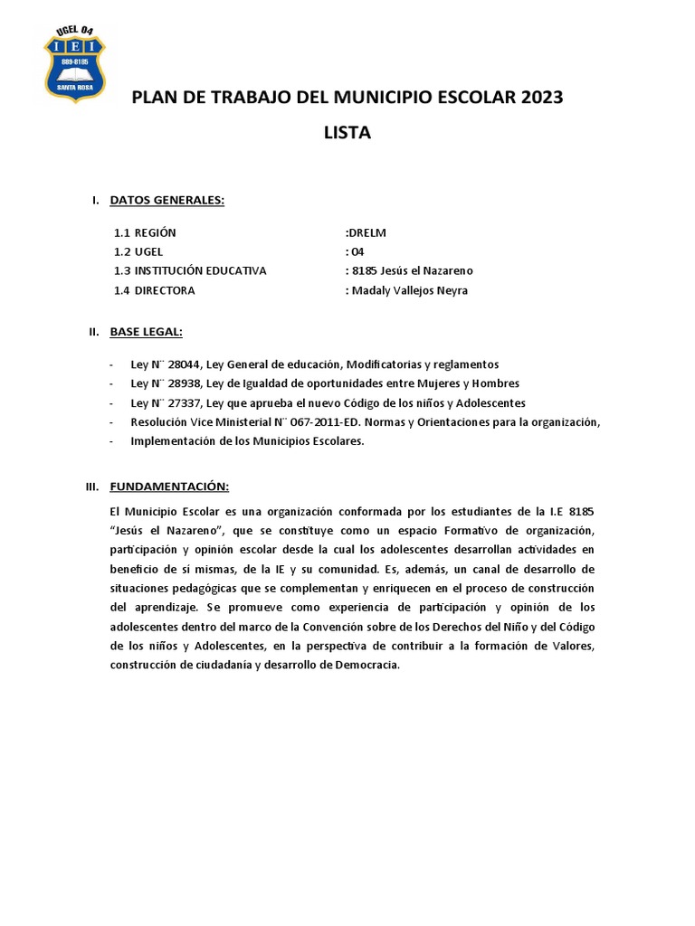 Plan de Municipio Escolar | PDF