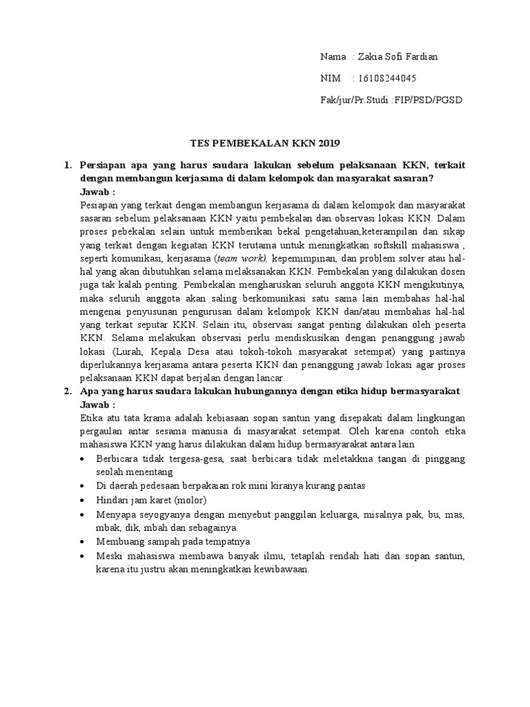 Contoh Laporan Individu KKN UNY | PDF