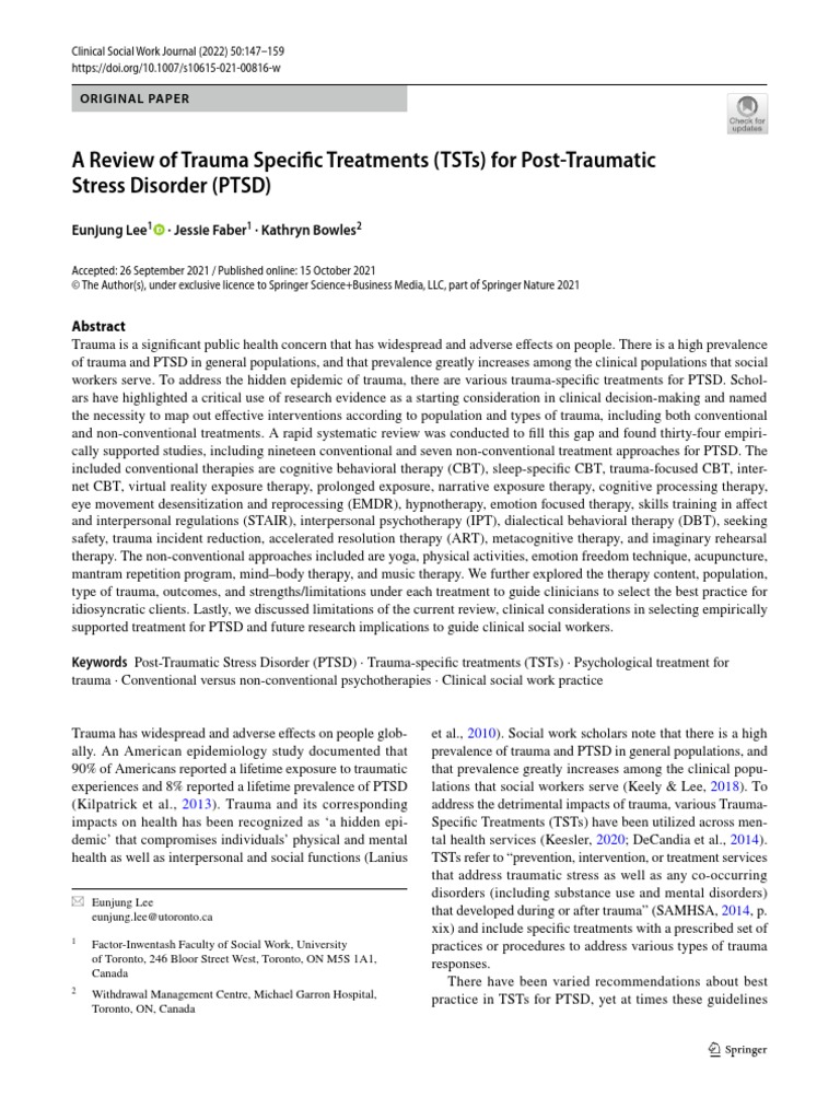 Review Trauma Specific Treatment PTSD | PDF | Cognitive Behavioral Therapy | Eye Movement ...