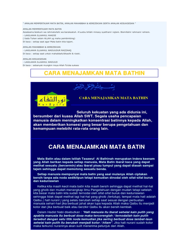 Amalan Mempertajam Mata Batin | PDF