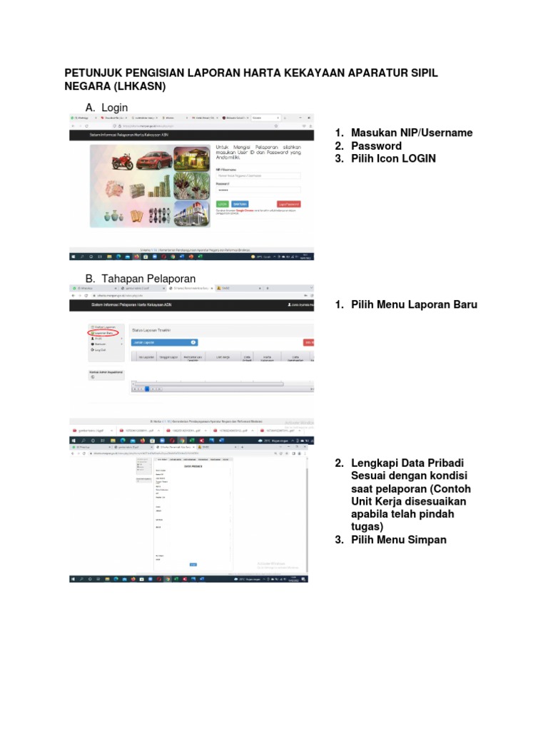 Panduan Pengisian LHKASN Online | PDF