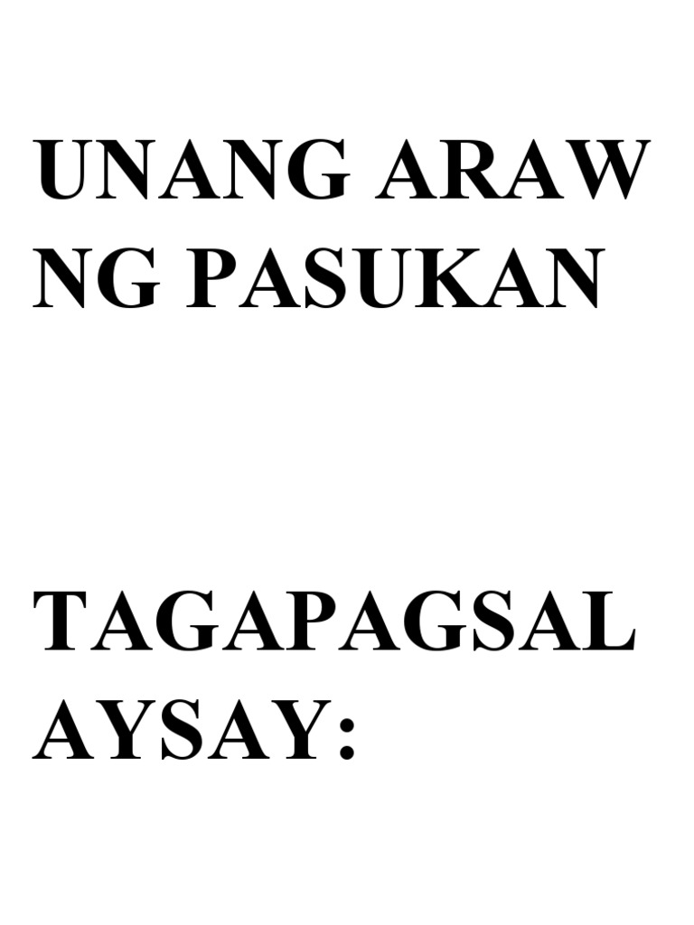 Unang Araw NG Pasukan | PDF