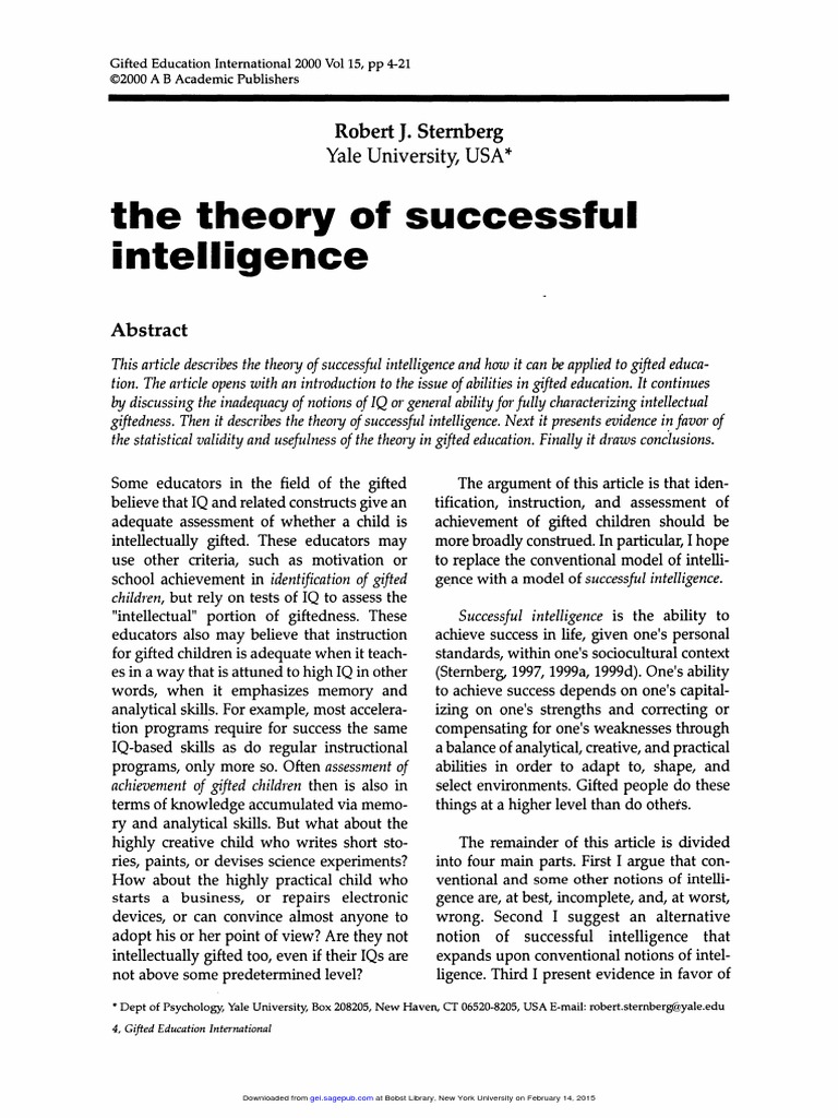 Sternberg 2000 | PDF | Intellectual Giftedness | Intelligence