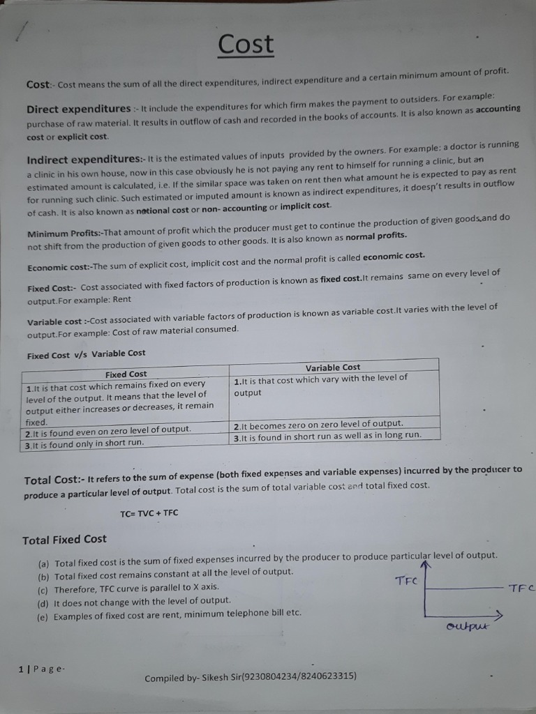 Cost | PDF | Profit (Economics) | Cost