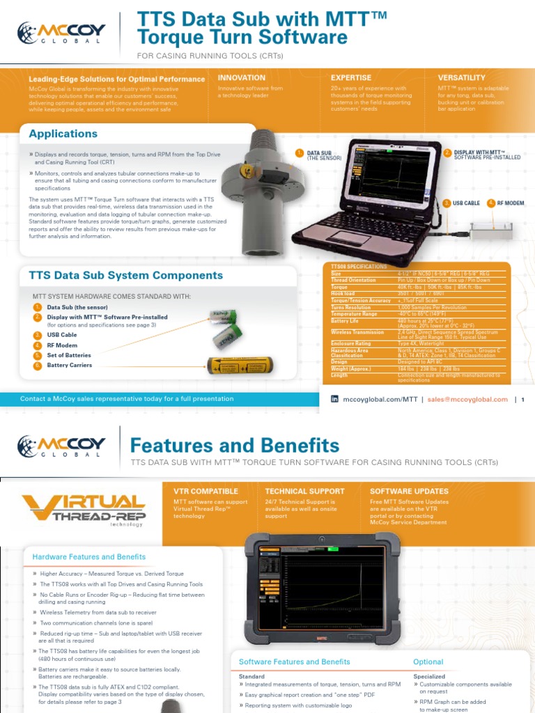 TTS Data Sub With MTT Torque Turn System For Casing Running Tools ...