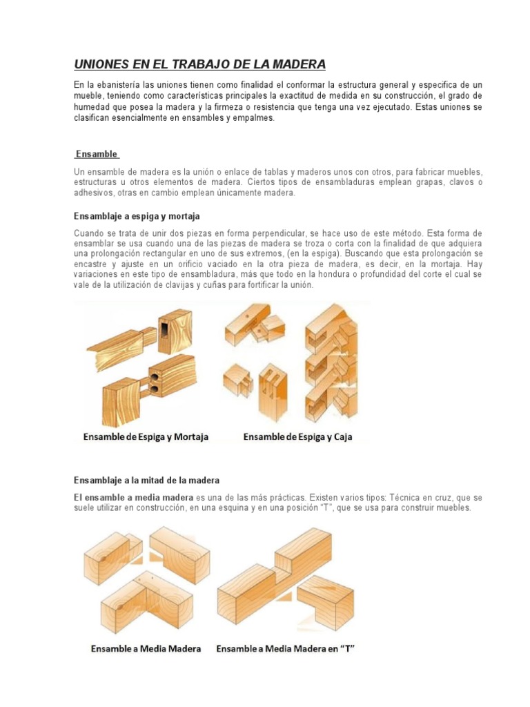 Tipos de Uniones en Madera | PDF | Madera | Tornillo