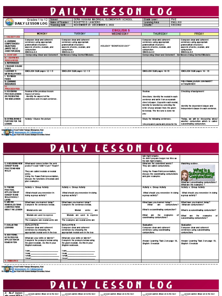 DLL English Nov 28 Dec 2 | PDF | English Language | Sentence (Linguistics)