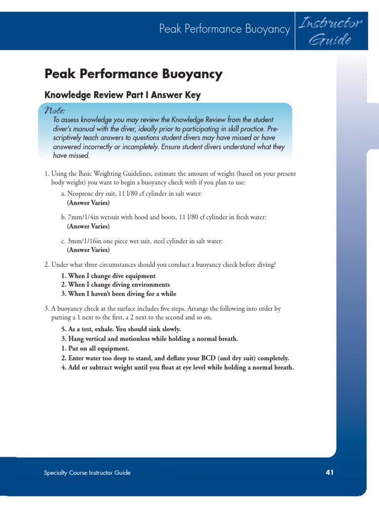 PPB_KnowledgeReview_MatchesManual.pdf_ | PDF | Scuba Diving ...