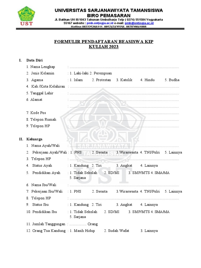 Form Beasiswa Kip 2023 | PDF