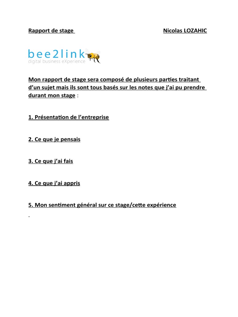 Rapport de Stage V1 Copie | PDF