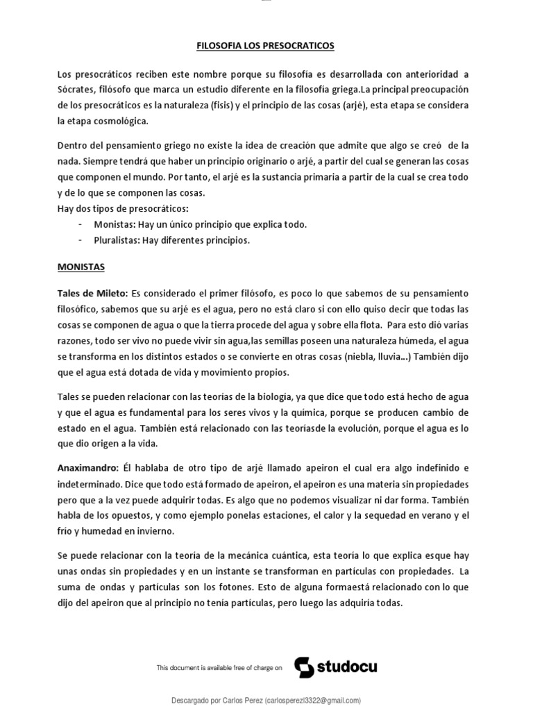 Filosofos Monistas | PDF | Metafísica