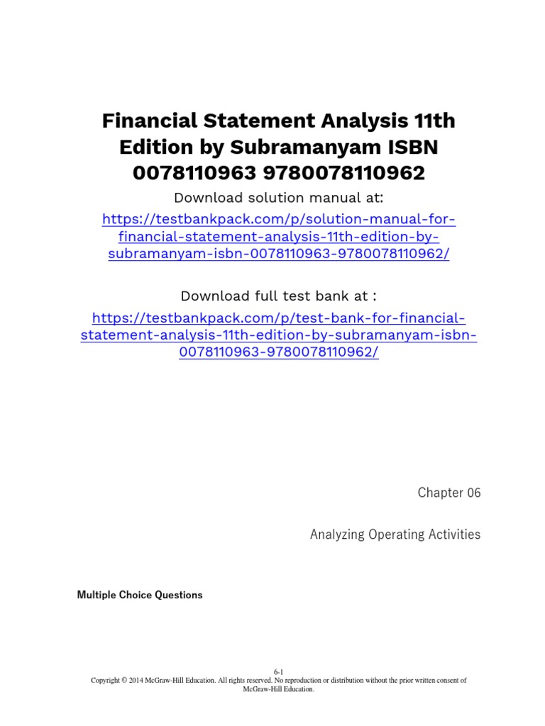 Financial Statement Analysis Test Bank | PDF | Deferred Tax | Depreciation