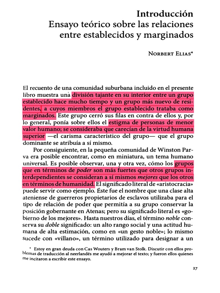Relaciones entre Establecidos y Marginados | PDF | Estigma social ...