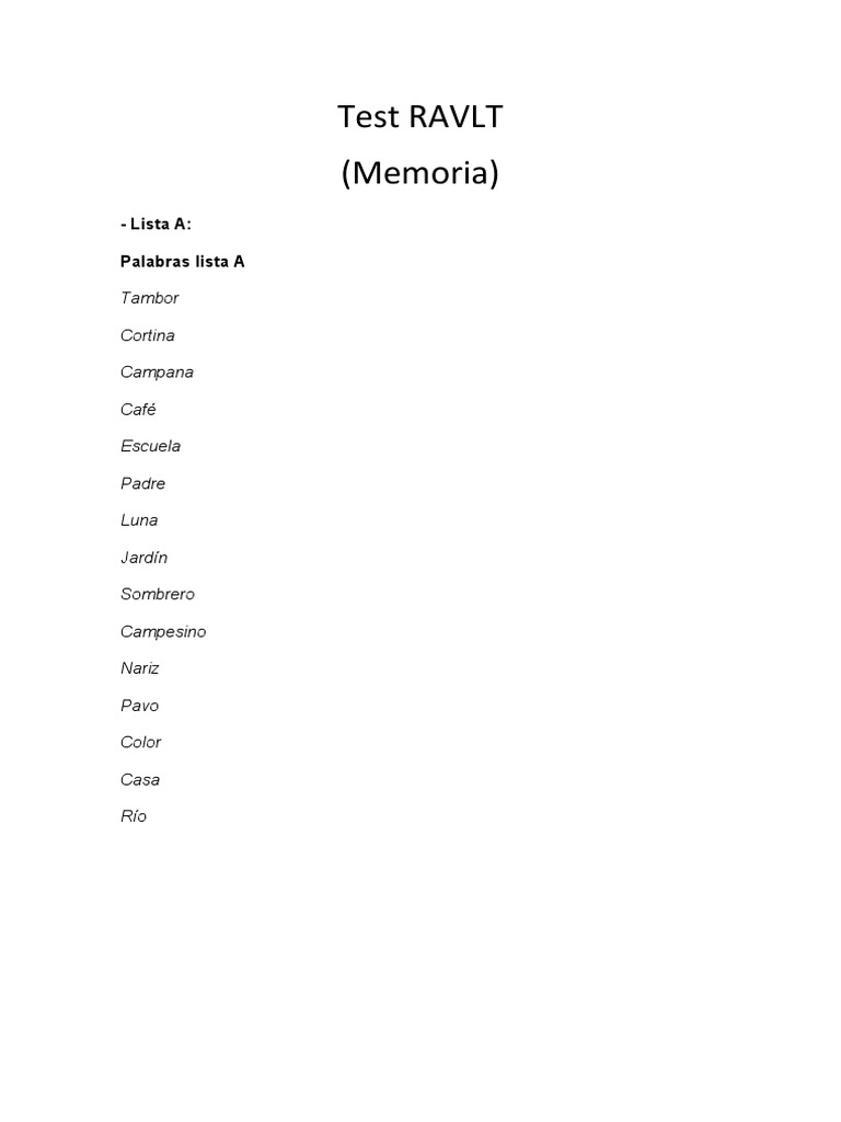 Test Ravlt | PDF