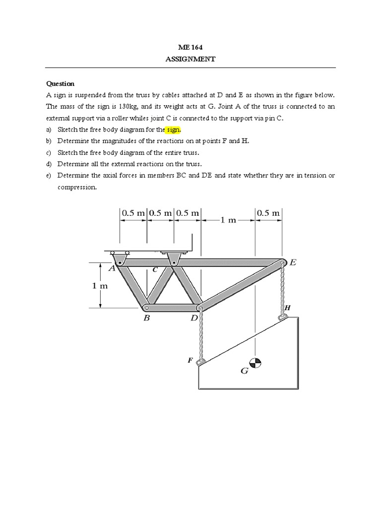 ME 164 Truss Assignment | PDF | Science & Mathematics