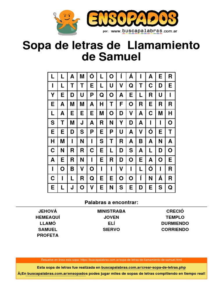Sopa de Letras de Llamamiento de Samuel | PDF