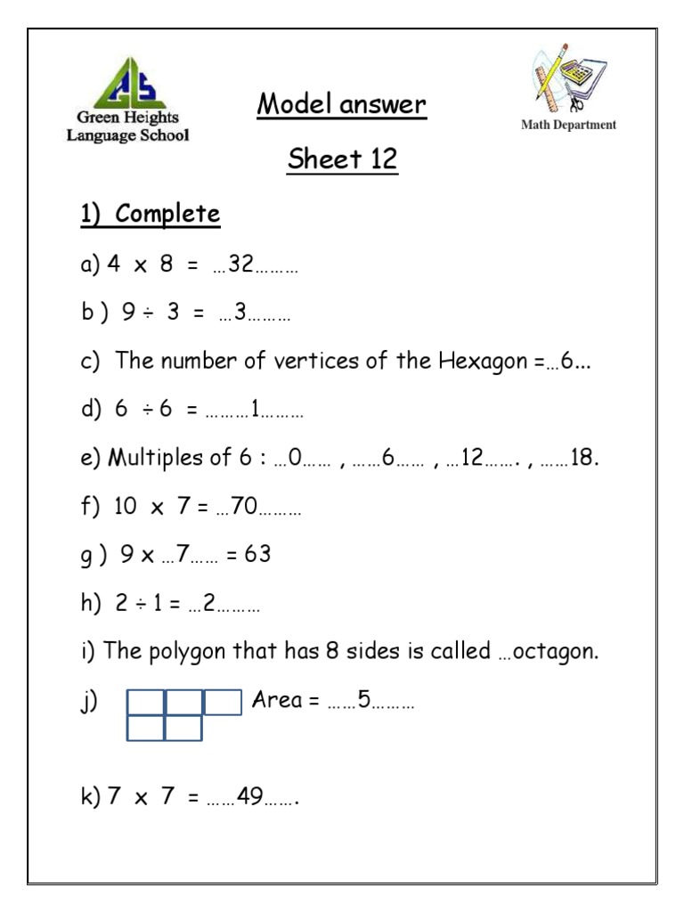 Model Ans Sheet 12 | PDF